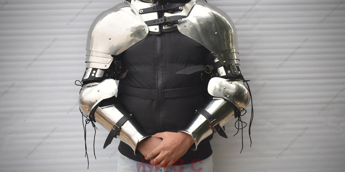 Hand-Forged Medieval Combat Buhurt Arms Armor Set with Splinted Bicep ...