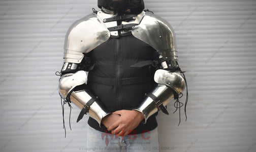 Hand-Forged Medieval Combat Buhurt Arms Armor Set with Splinted Bicep ...