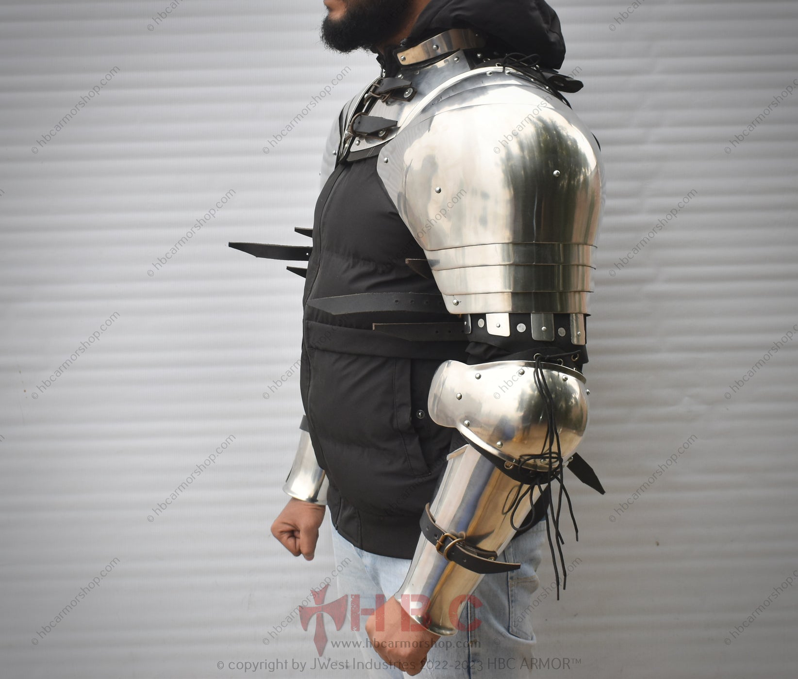 Hand-Forged Medieval Combat Buhurt Arms Armor Set with Splinted Bicep ...