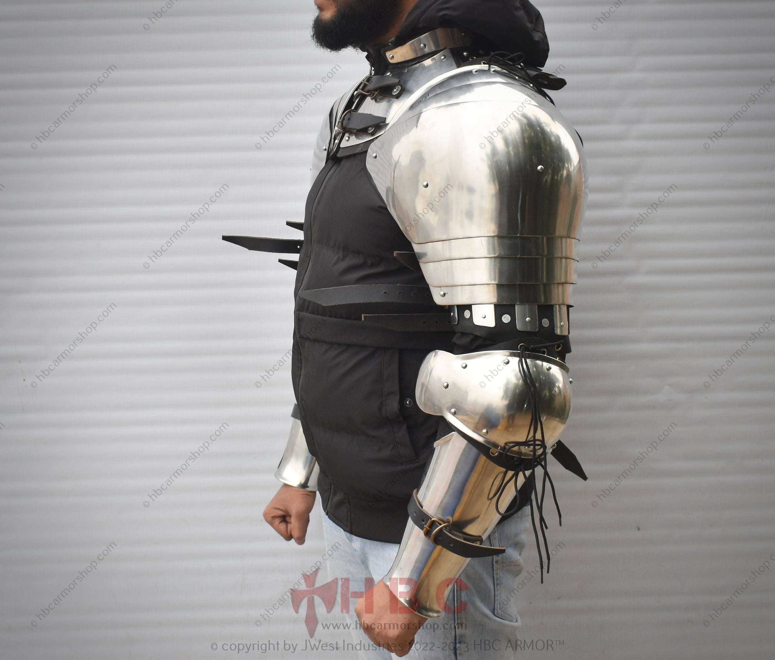 Hand-Forged Medieval Combat Buhurt Arms Armor Set with Splinted Bicep ...