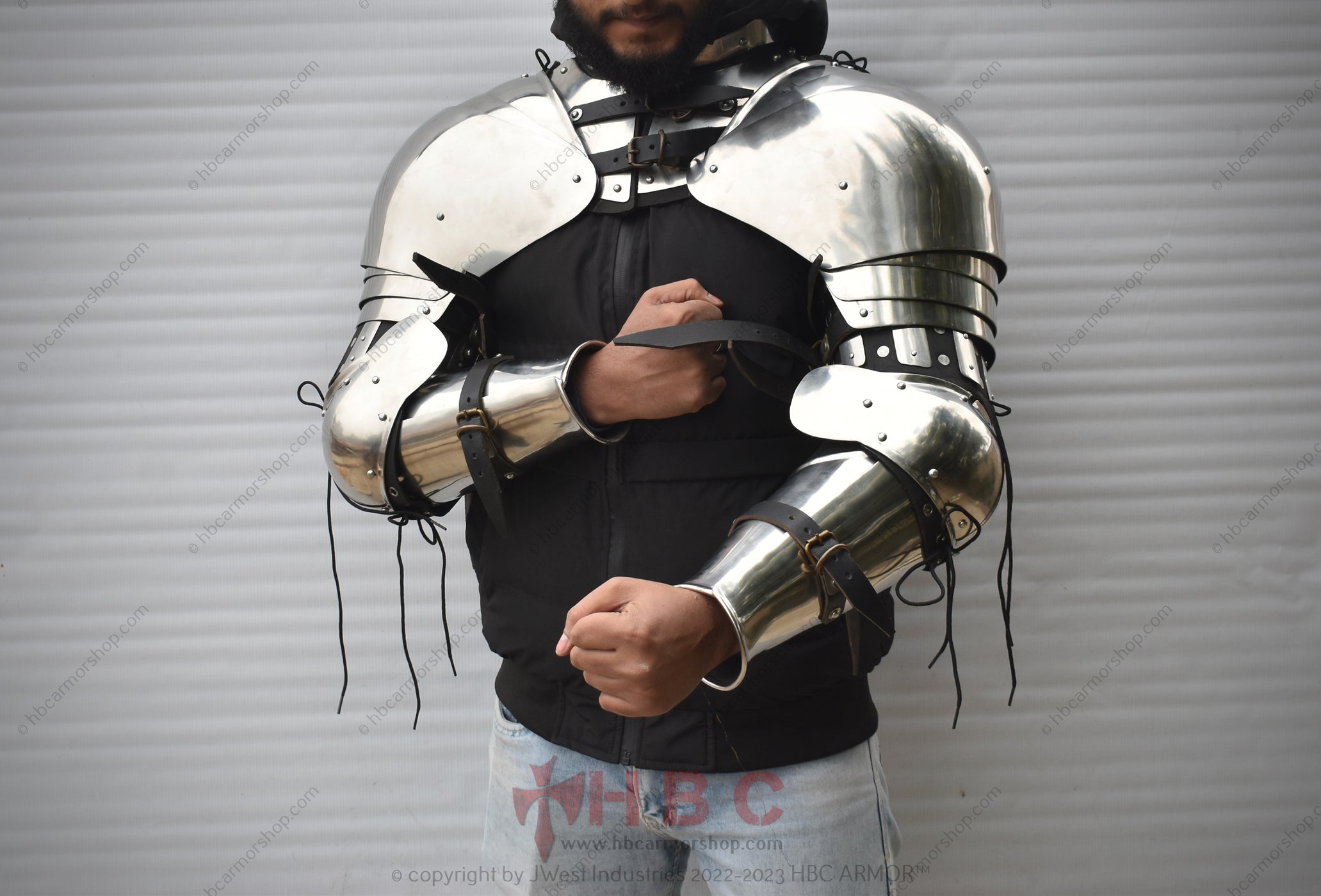 Hand-Forged Medieval Combat Buhurt Arms Armor Set with Splinted Bicep ...