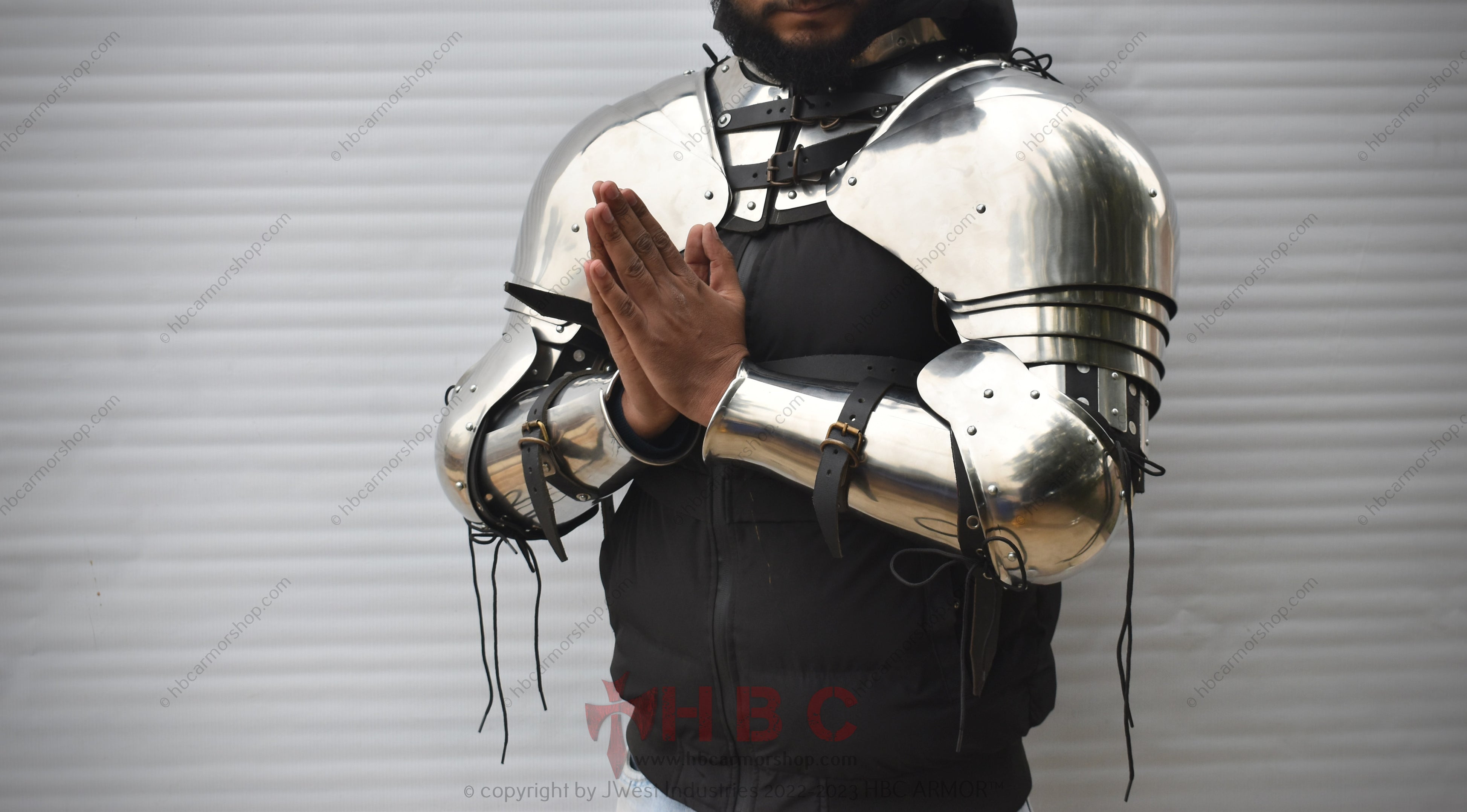 Hand-Forged Medieval Combat Buhurt Arms Armor Set with Splinted Bicep ...