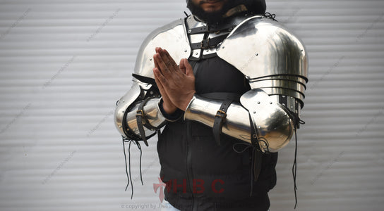 Hand-Forged Medieval Combat Buhurt Arms Armor Set with Splinted Bicep ...