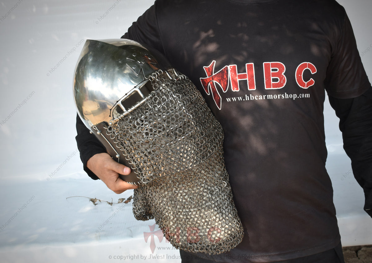 Hand Forged Stainless Steel English Cross Helmet for Medieval Combat S ...