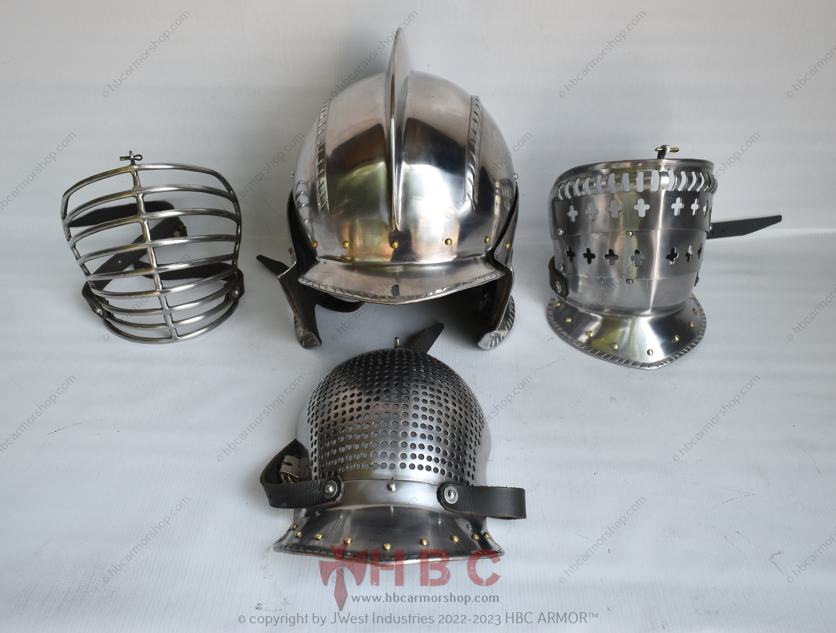 Landsknecht burgonet helmet Interchangeable 3 Visor — HBC Armor Shop