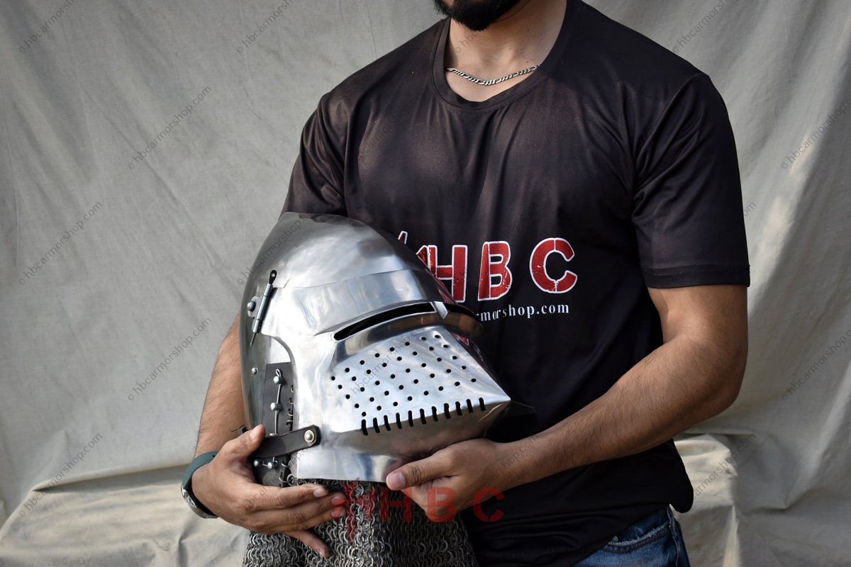 Medieval Milan hound skull Bascinet helmet / Medieval reenactment helm ...