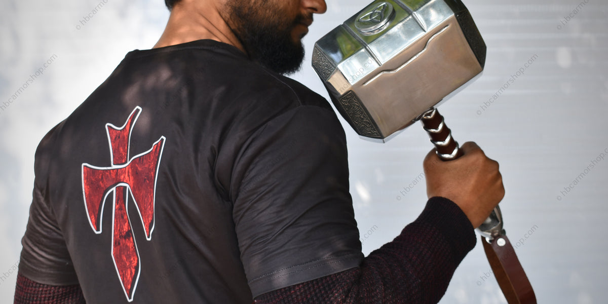 Hand Forged Aluminium Mjolnir Thor Hammer Replica with Leather-Wrapped ...