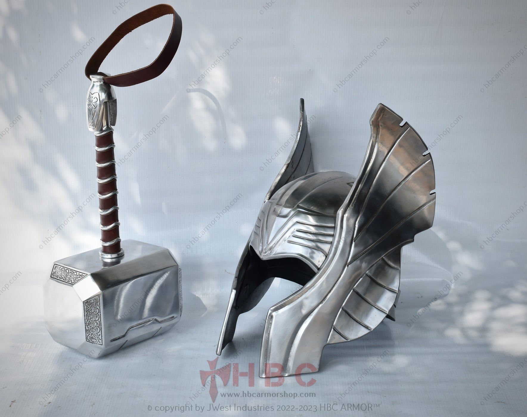 Metal Thor Helmet & Mjolnir Hammer Combo — HBC Armor Shop