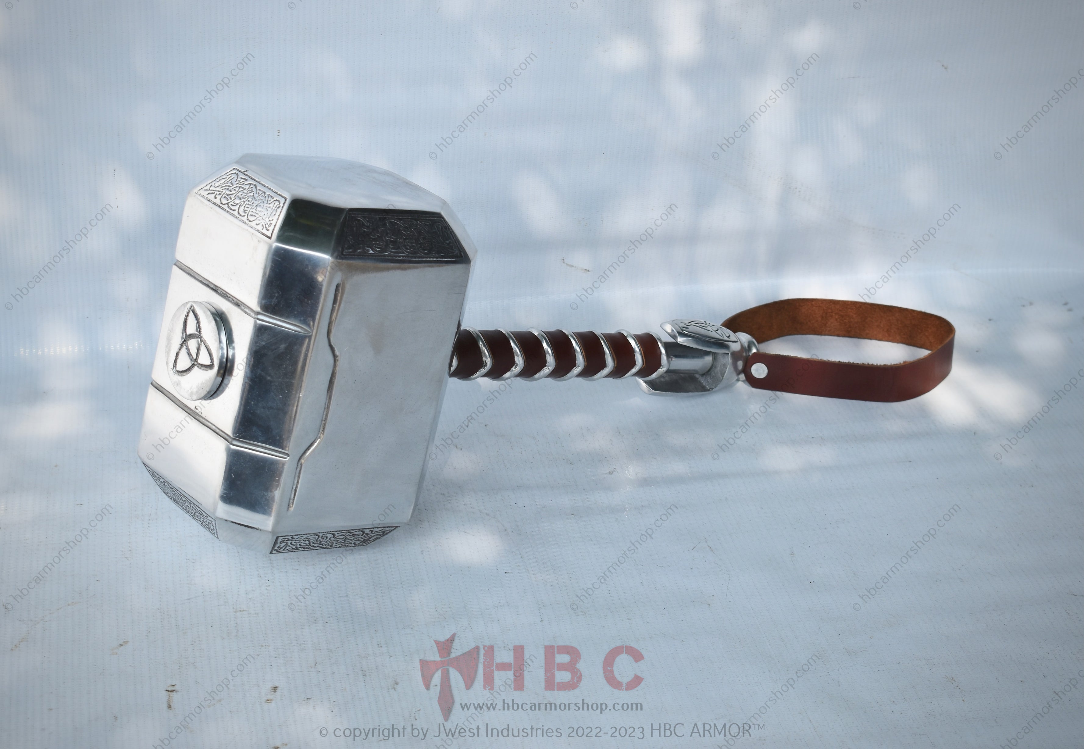 Hand Forged Aluminium Mjolnir Thor Hammer Replica with Leather-Wrapped ...