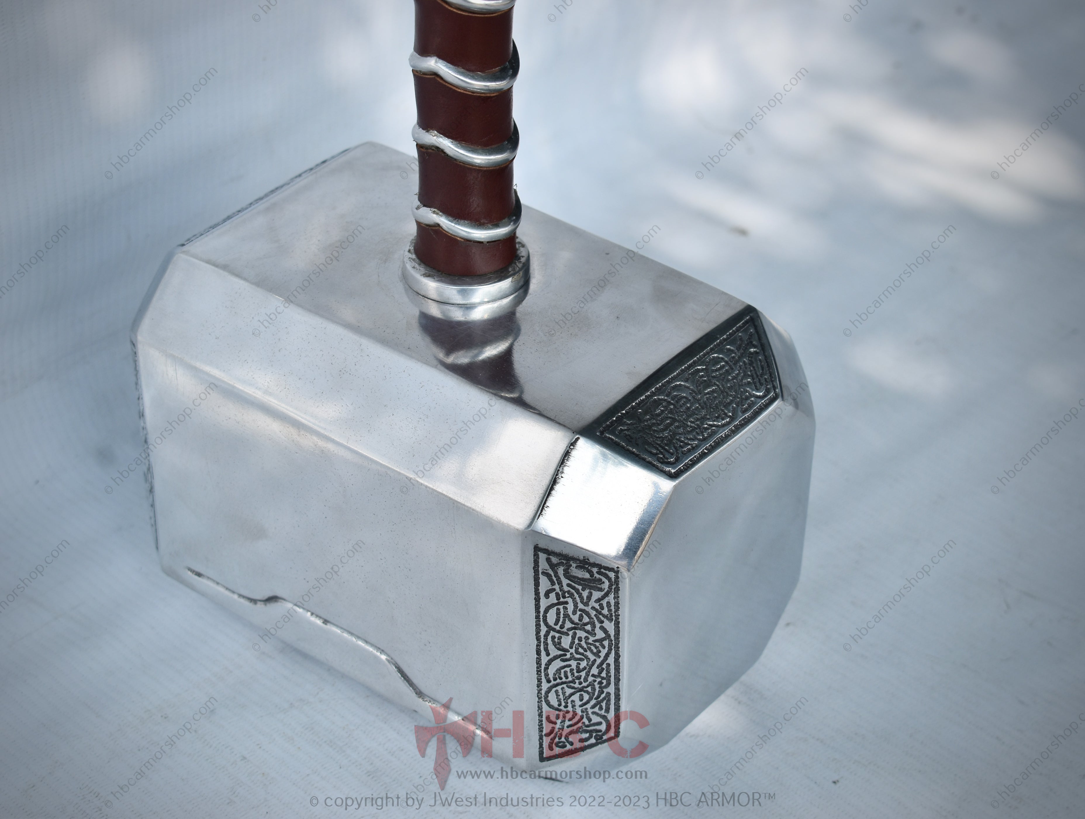 Hand Forged Aluminium Mjolnir Thor Hammer Replica with Leather-Wrapped ...