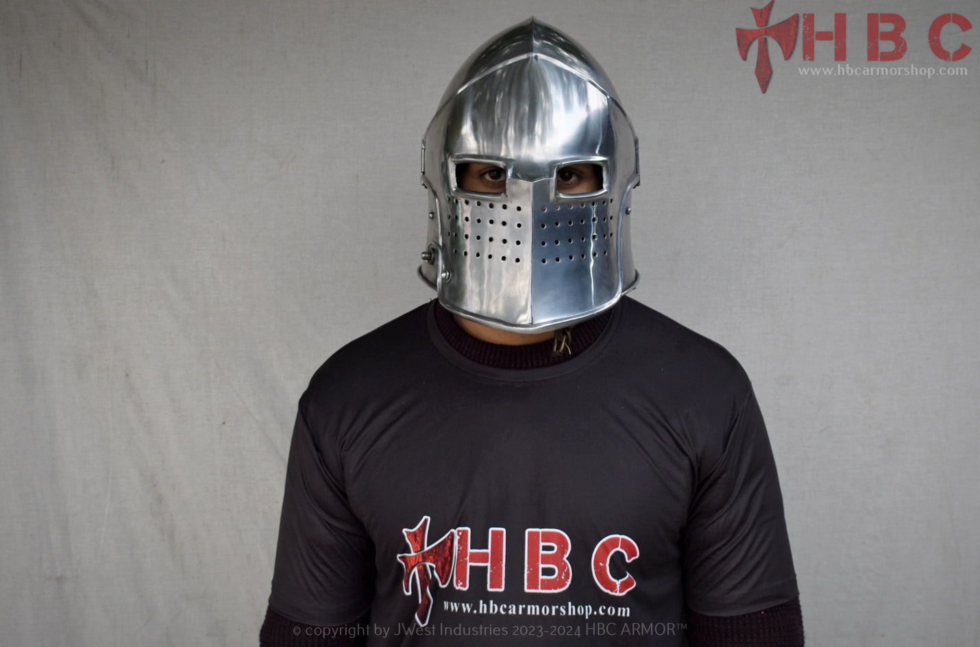 Visored Barbuta Helmet — HBC Armor Shop