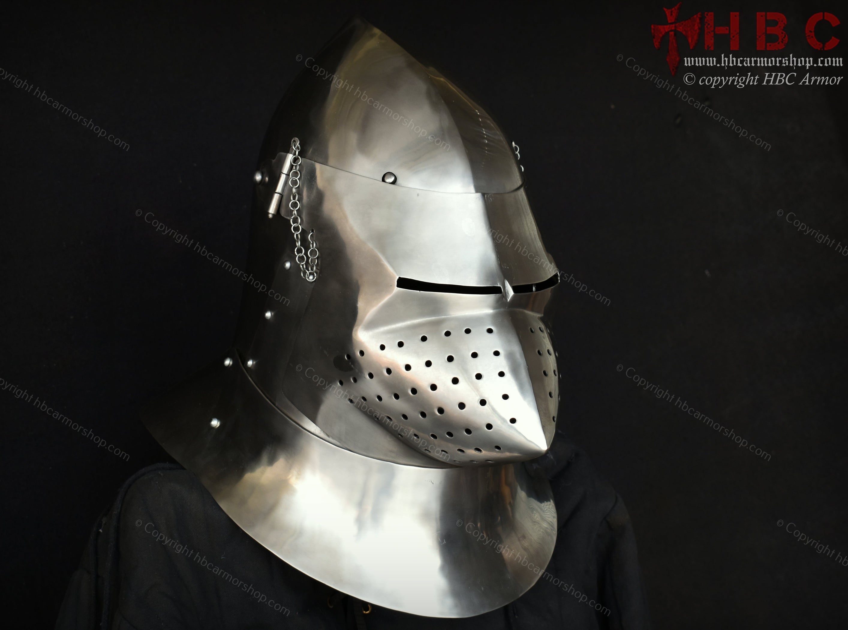 Great Bascinet Helmet with 3 Different Visors — HBC Armor Shop