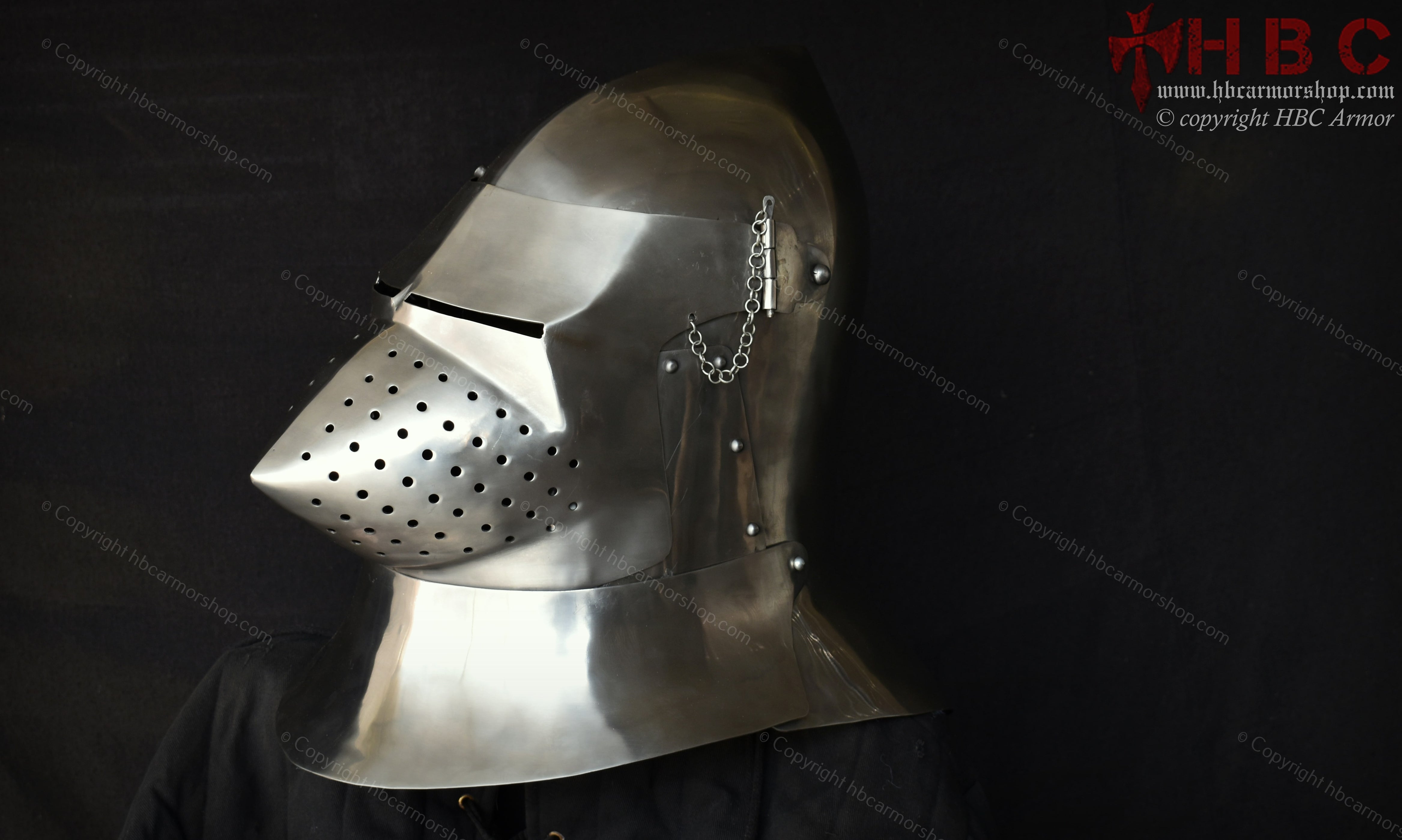 Great Bascinet Helmet with 3 Different Visors — HBC Armor Shop