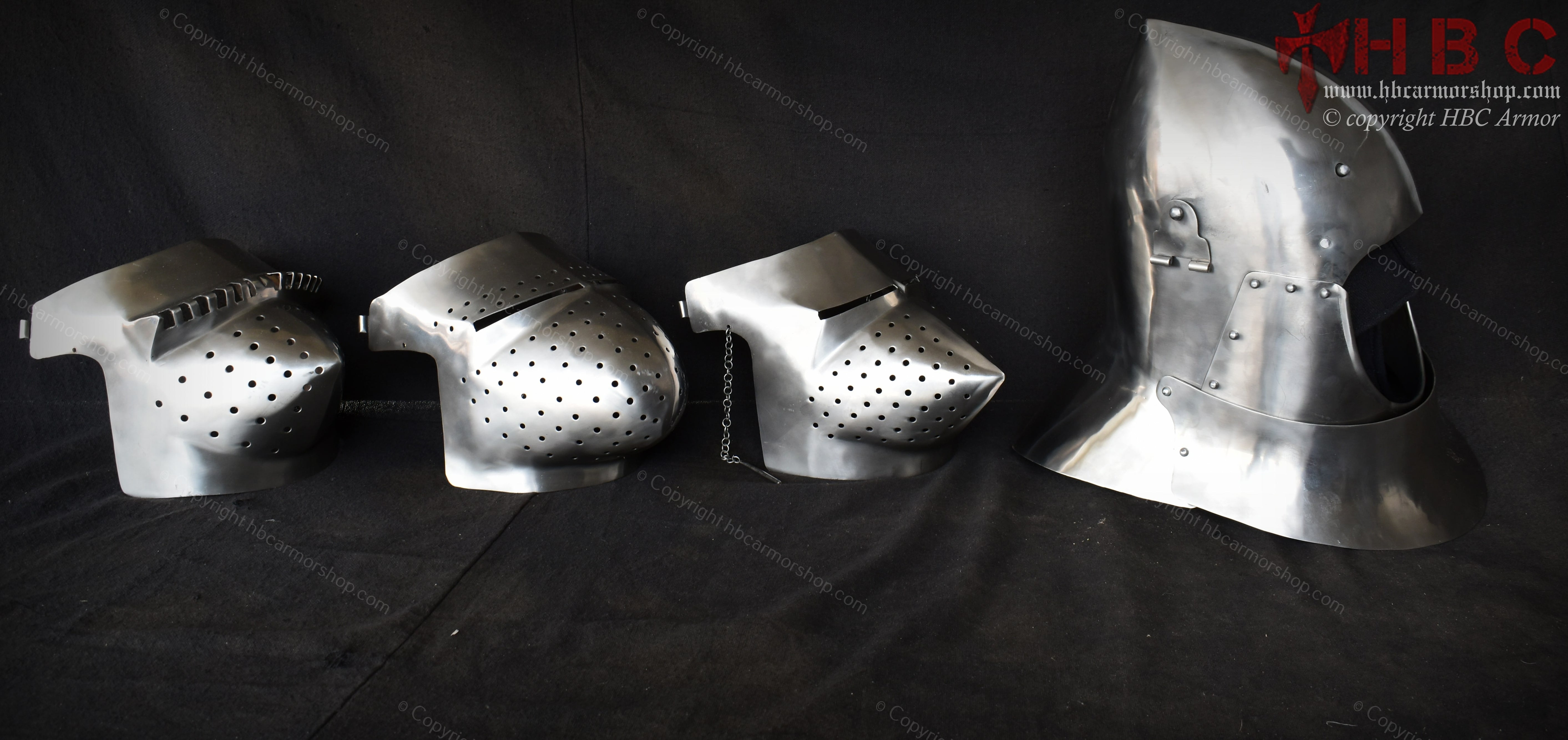 Great Bascinet Helmet with 3 Different Visors — HBC Armor Shop