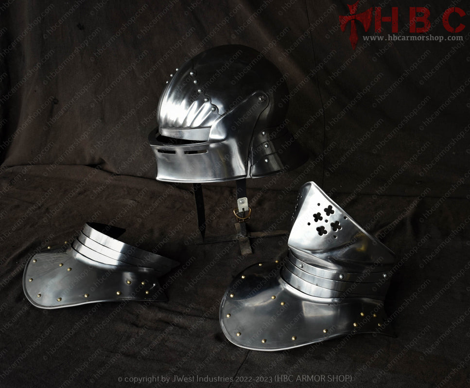 Visored Sallet Helmet with Bevor late 15th century Medieval Sallet hel ...