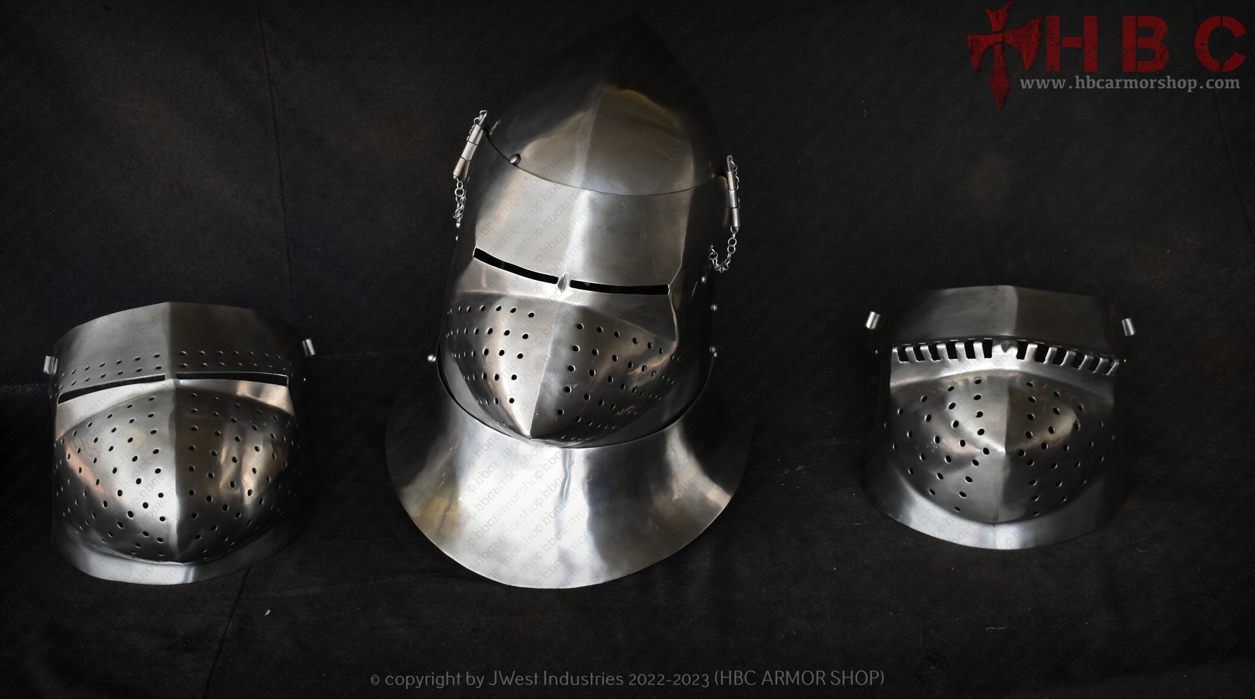 Great Bascinet Helmet with 3 Different Visors — HBC Armor Shop